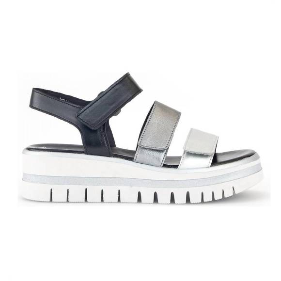 Gabor | Shoes | New Gabor Womens Strappy Sandal In Blacksilver Metallic ...